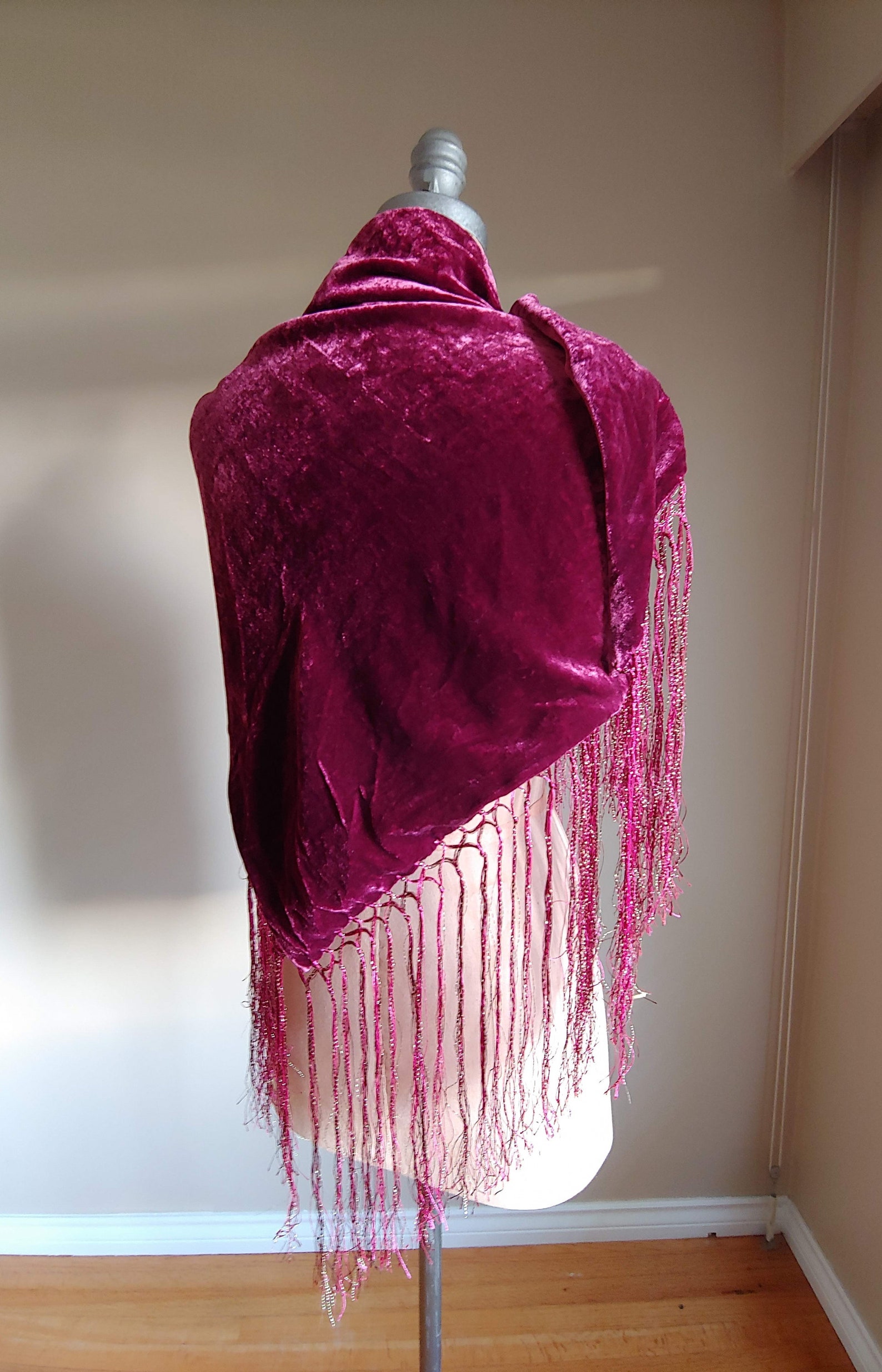 Velvet Scarf With Fringe, Velvet Wrap, Italian Wrap, Dressy Wrap ...