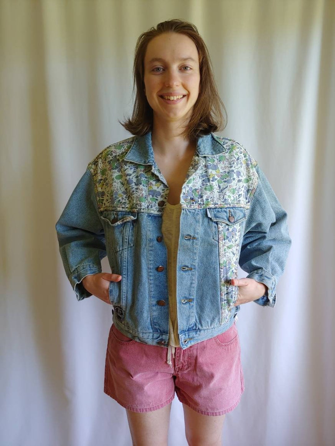 80s Dutch Jean Jacket Cottagecore 1948 Bohemian Denim Gingham Floral ...