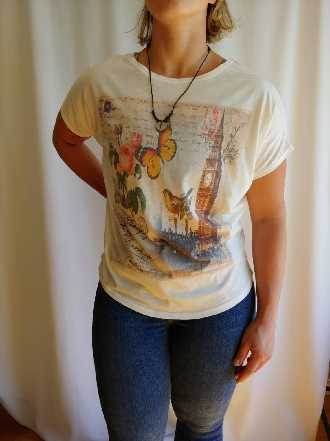 80s Postcards From Paris to London Big Ben 80s Graphic T Shirt Dolman ...
