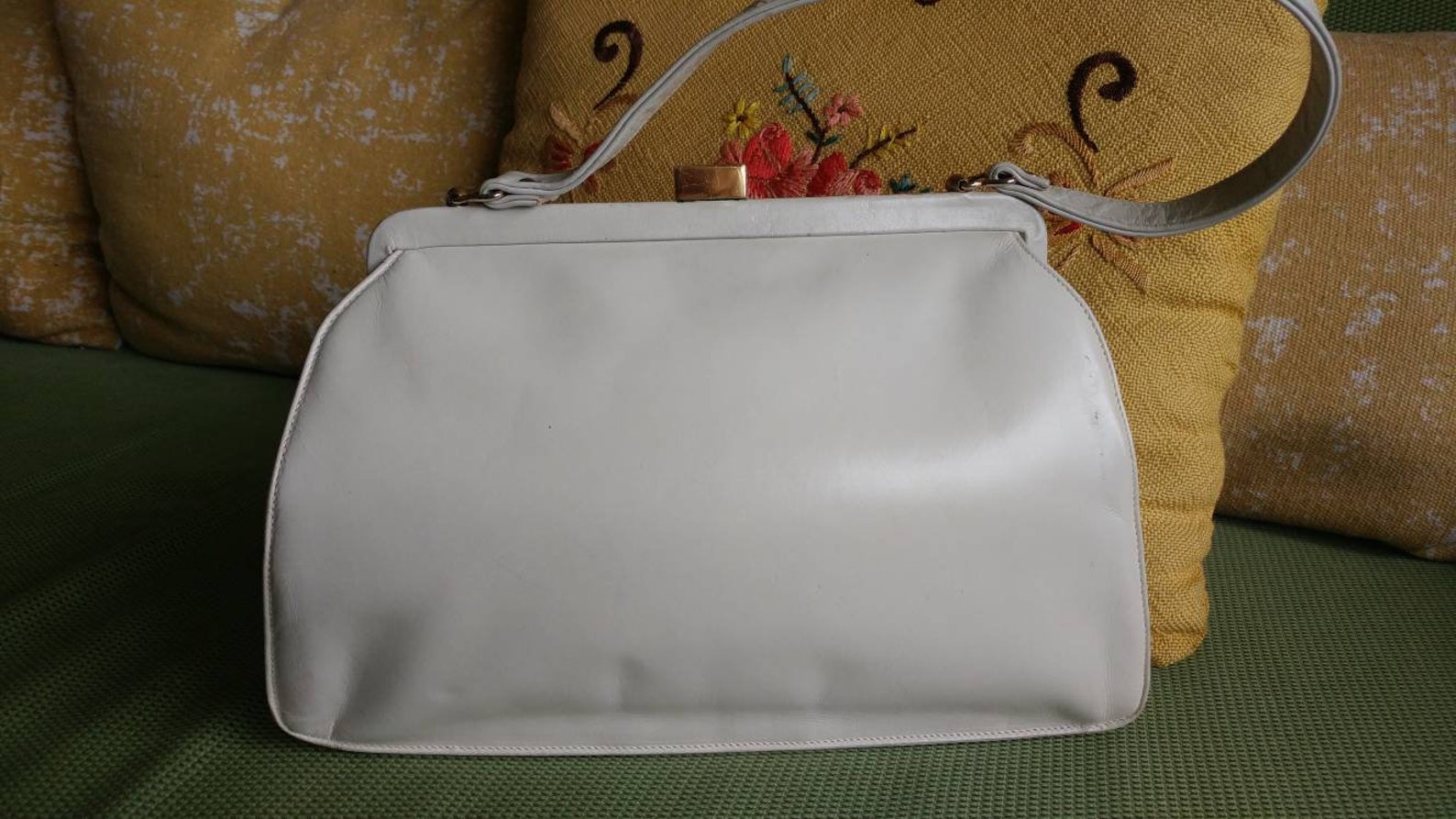 60s Purse 60s Handbag Cream Purse Cream Leather 60s Mod | Etsy