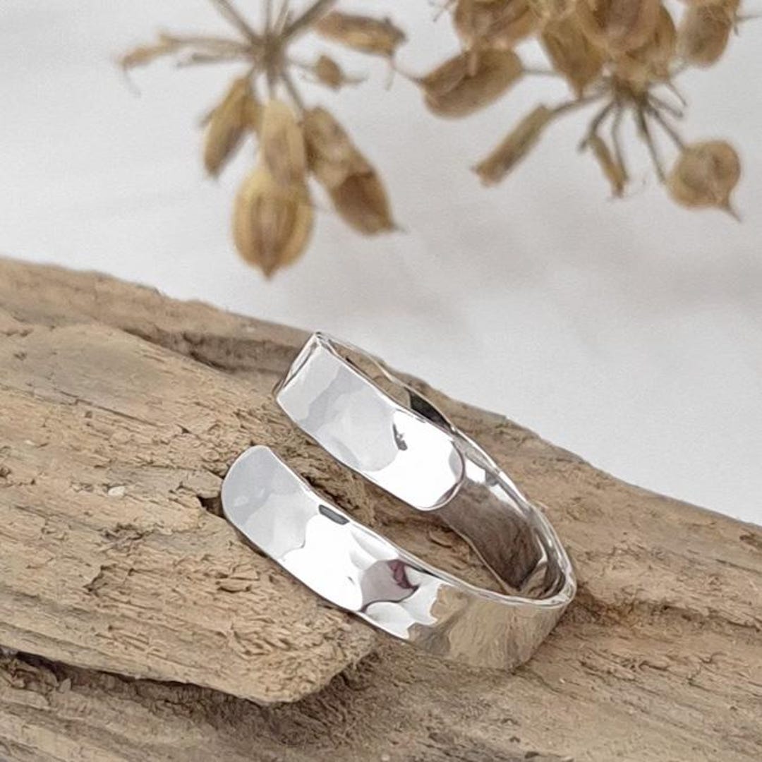 Sterling Silver Wrap Ring: Hammer Textured Adjustable Ring - Etsy