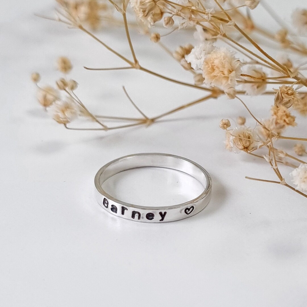 Sterling Silver Skinny Stacking Ring, Personalised Ring, Silver Name ...