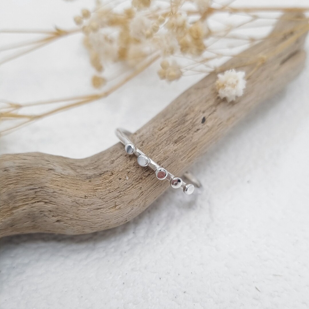 Sterling Silver Dot Ring, Tiny Pebble Ring, Recycled Silver Ring ...