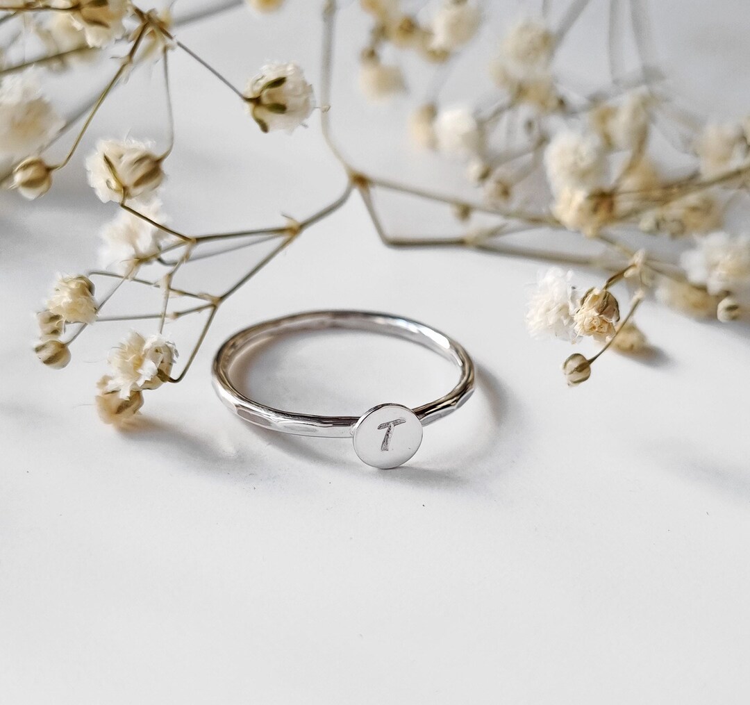 Sterling Silver Personalised Initial Stacker Handmade Stacking Ring ...