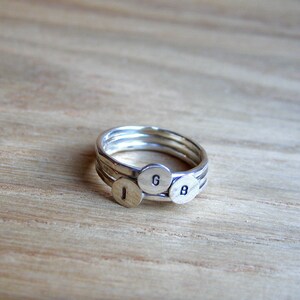 Sterling Silver Personalised Initial Stacker Handmade Stacking Ring ...
