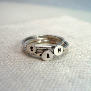 Sterling Silver Personalised Initial Stacker Handmade Stacking Ring ...