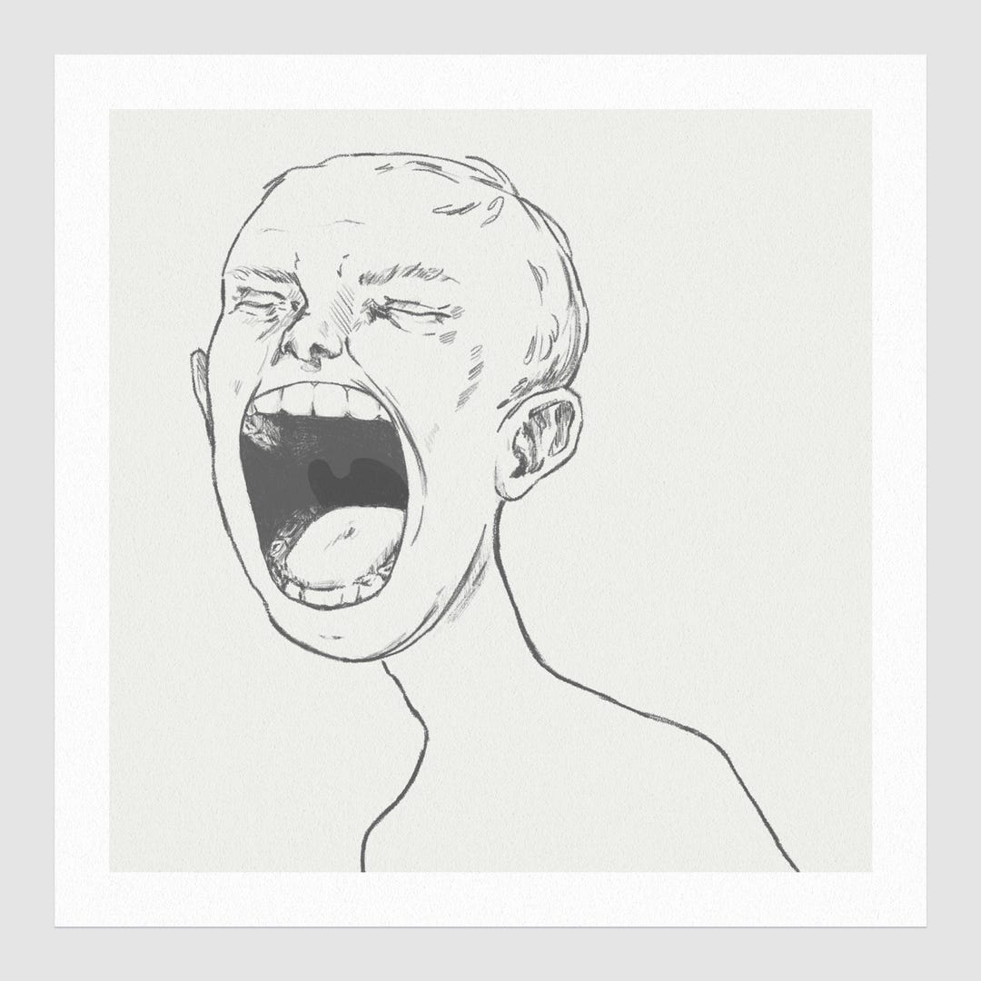 The Scream - Beige & Grey Child Portrait - Signed Fine Art Print - Etsy
