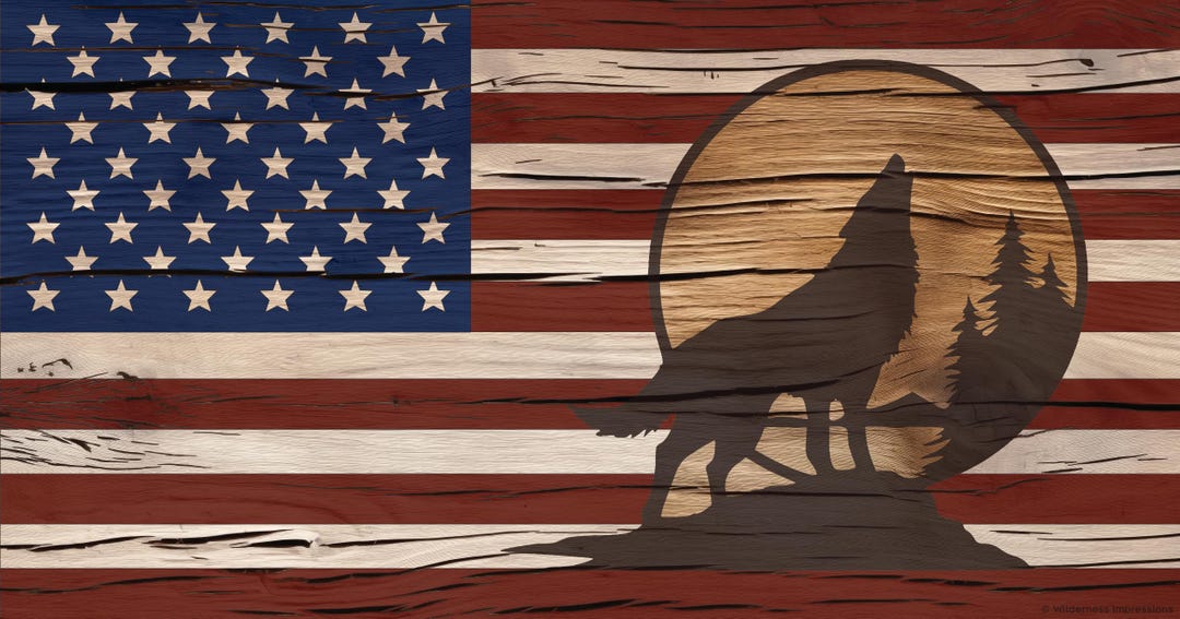 Howling Wolf American Flag - Wall Art - Patriotic - 29" X 15-1/4" - Etsy