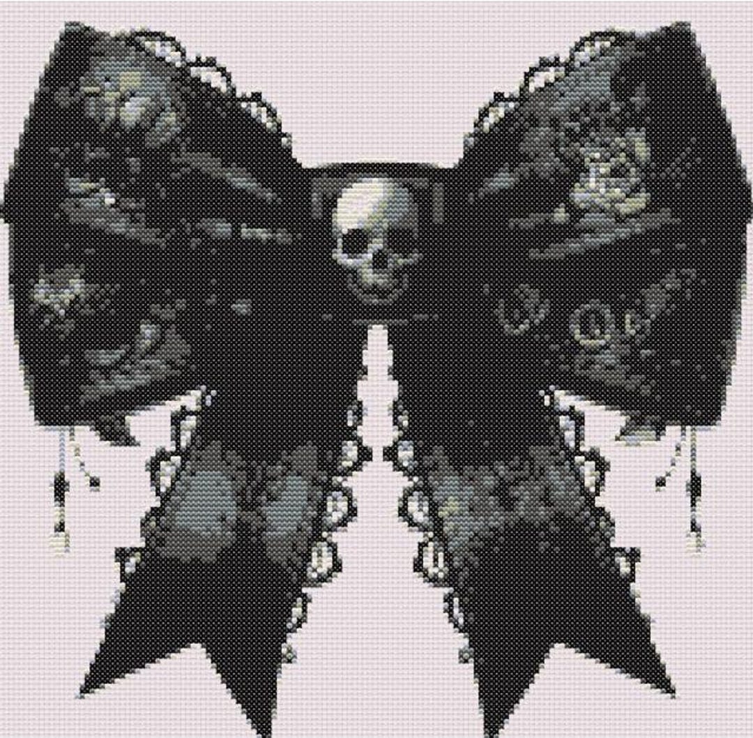 Skull Bow Cross Stitch Pattern - Etsy