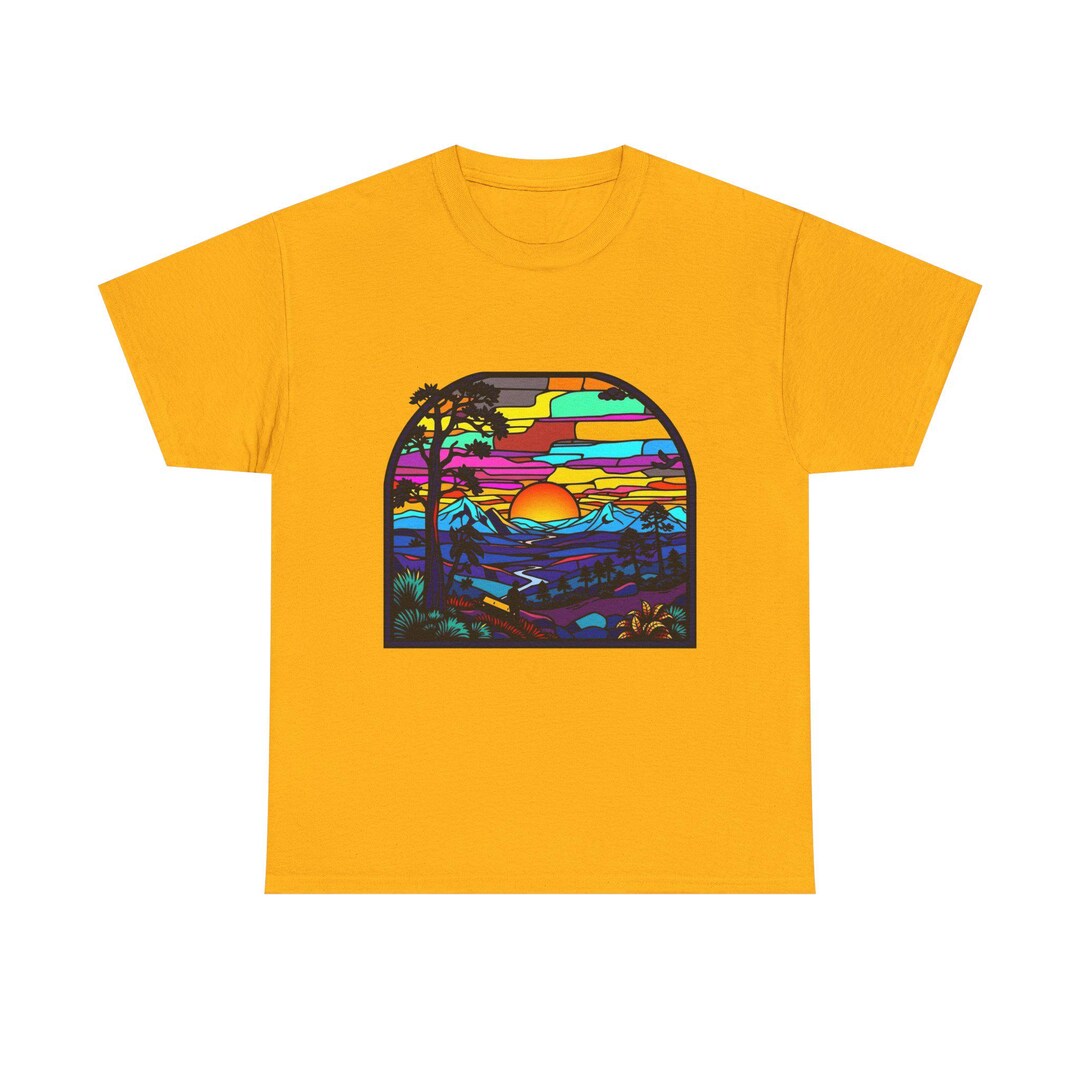 Sunset Stained Glass Tee, T-shirt, Shirt, Graphic Tee, Unisex Clothing ...