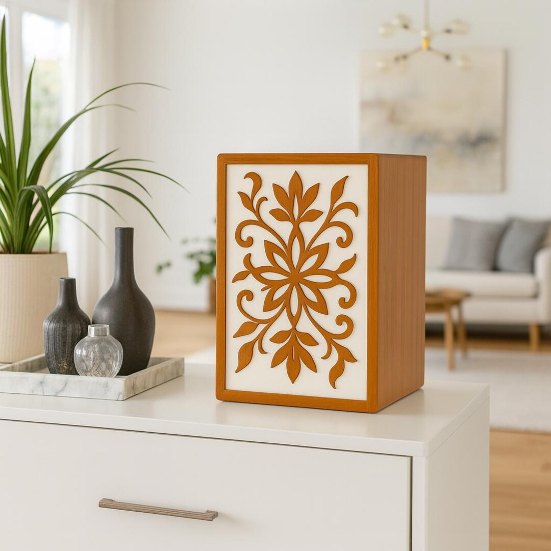 Floral Resin Inlay Wooden Urn: Handcrafted Memorial Keepsake - Etsy