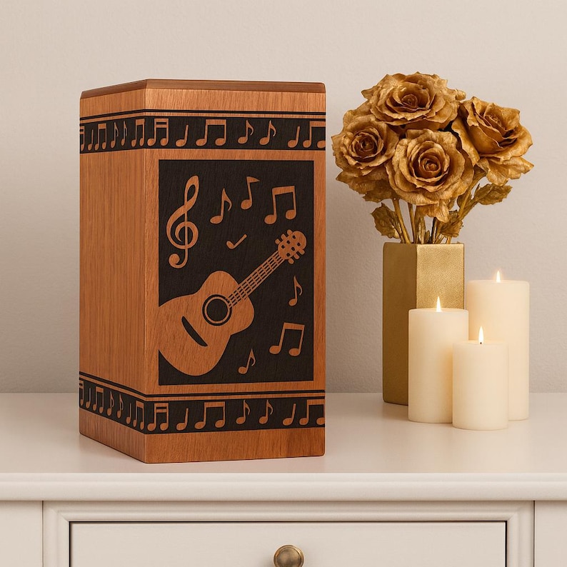Handmade Wooden Cremation Urn – Guitar & Music - Urn for Dad - Etsy