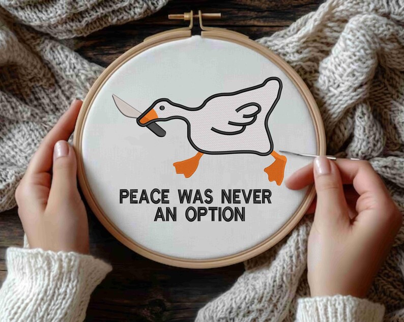 Peace Was Never an Option – Goose Knife Embroidery Design - Etsy