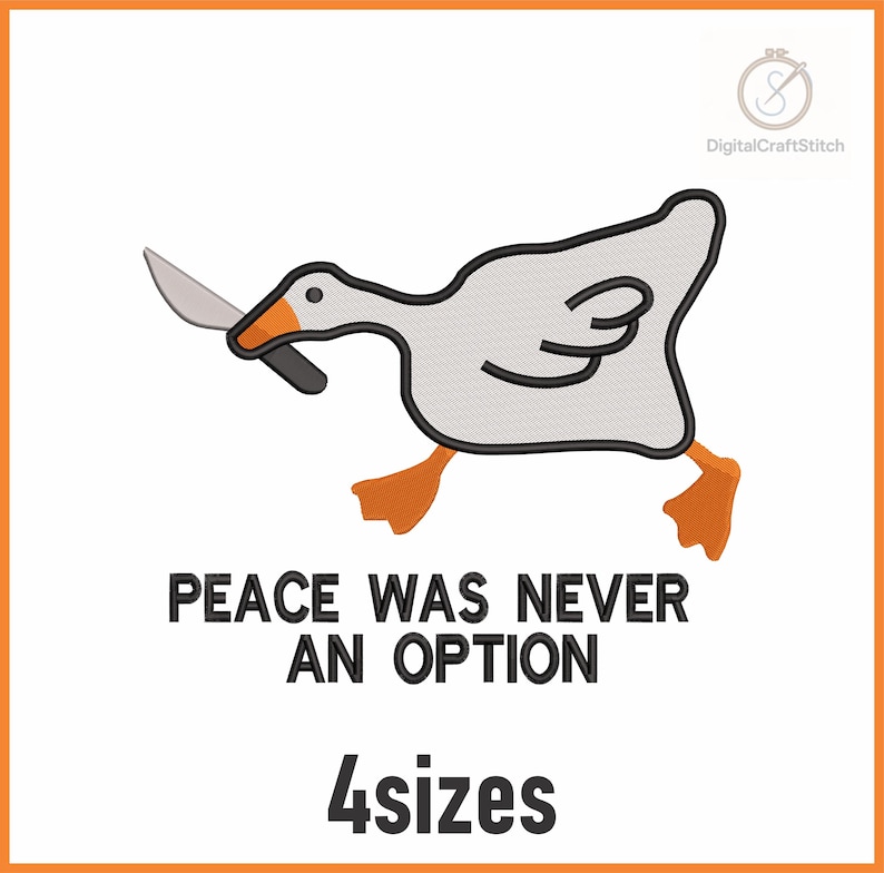 Peace Was Never an Option – Goose Knife Embroidery Design - Etsy