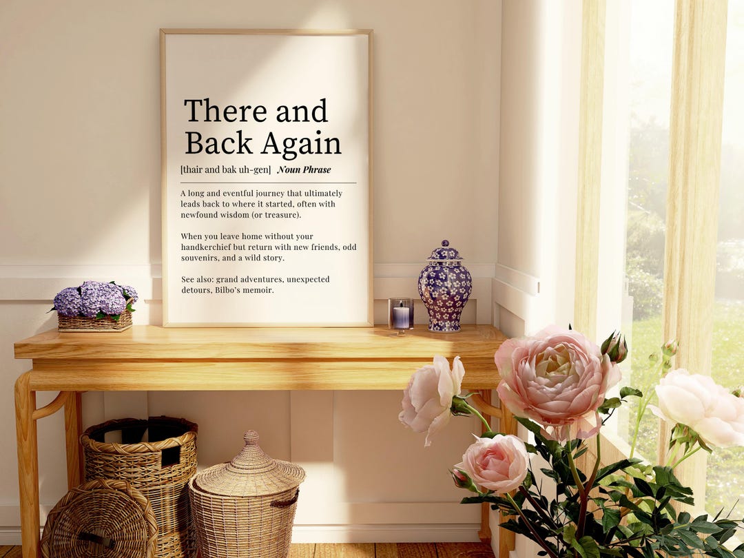 There and Back Again Definition Print | Hobbit Inspired Wall Art, Lord ...