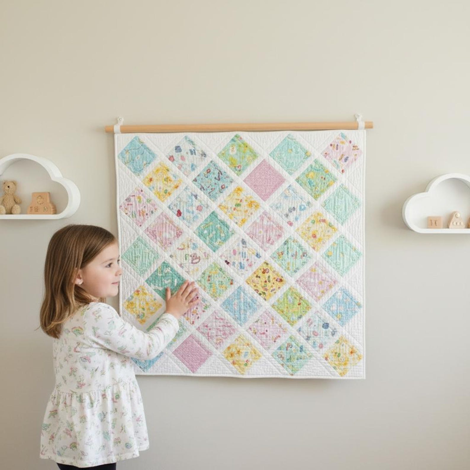 Baby Quilt Pattern PDF - Squares on Point With Sashing - Diamond Layout ...