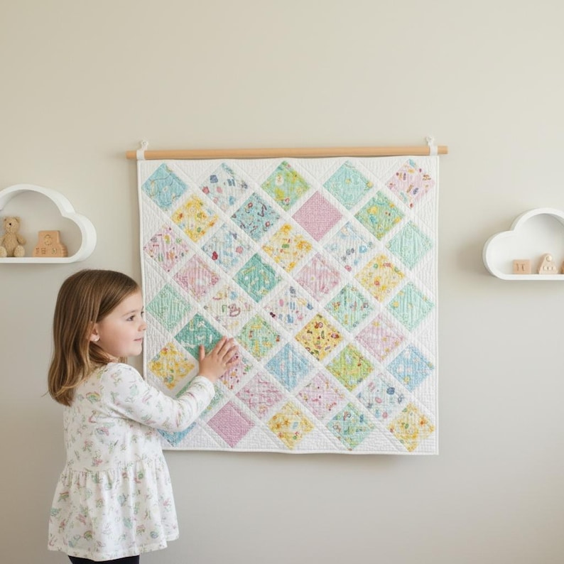 Baby Quilt Pattern PDF - Squares on Point With Sashing - Diamond Layout ...