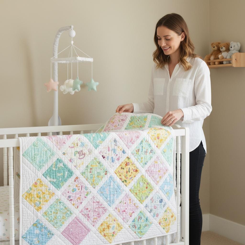 Baby Quilt Pattern PDF - Squares on Point With Sashing - Diamond Layout ...