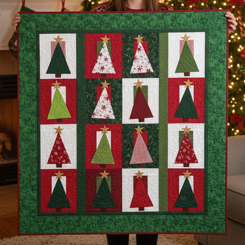 Christmas Tree Quilt Pattern | Scrappy Holiday Star Block (PDF Pattern ...