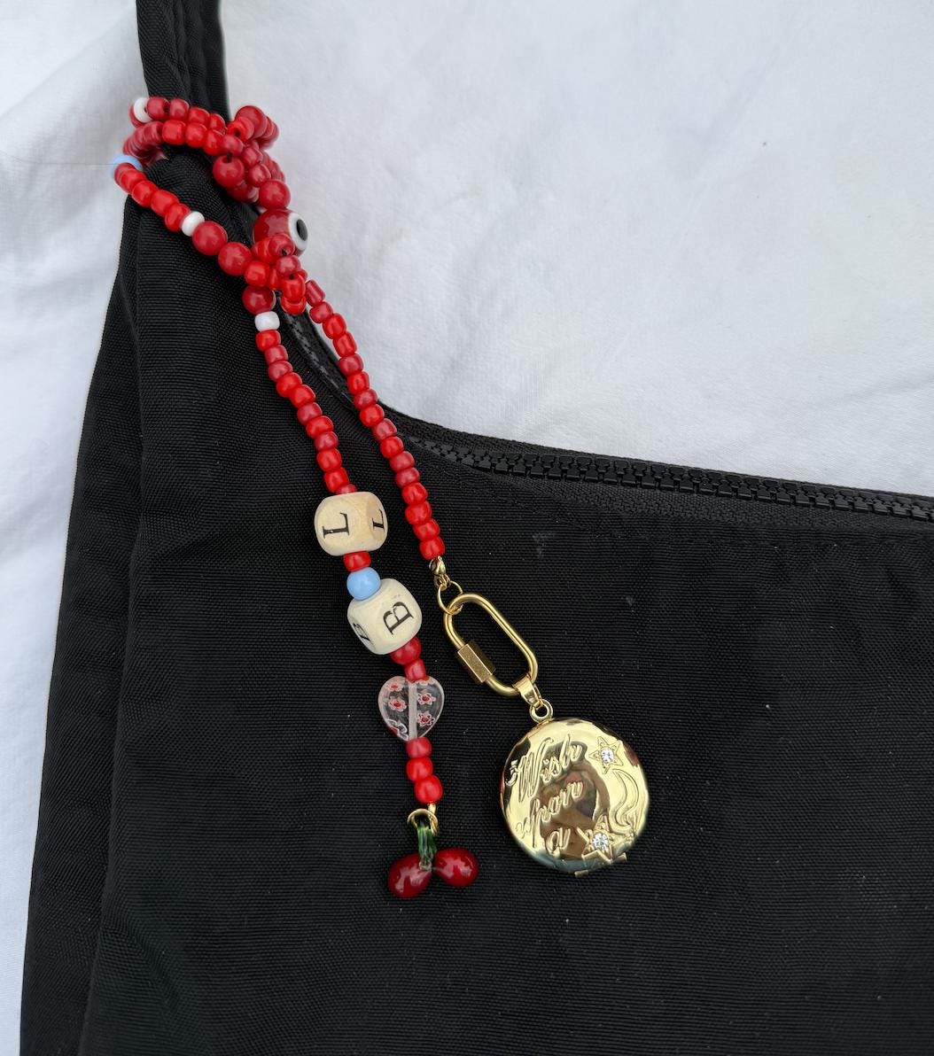 Custom Beaded Bag Charm | Initial Bag Charm | Customizable Length for ...
