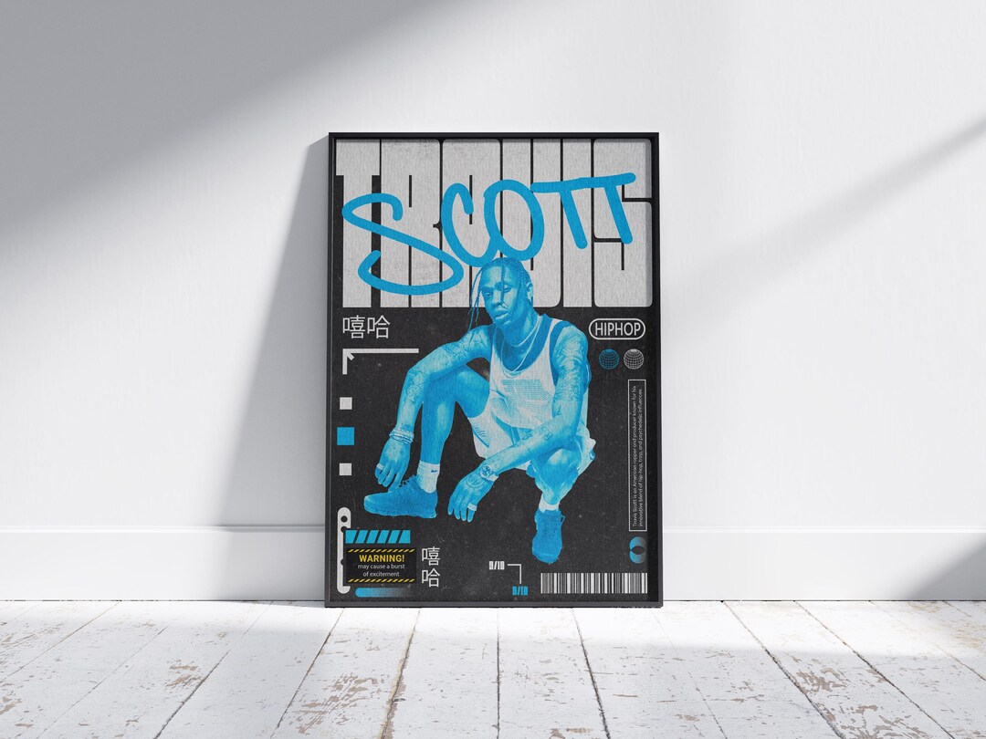 Travis Scott Poster | Edgy Hiphop Art – Blue Print – Urban Wall Art ...