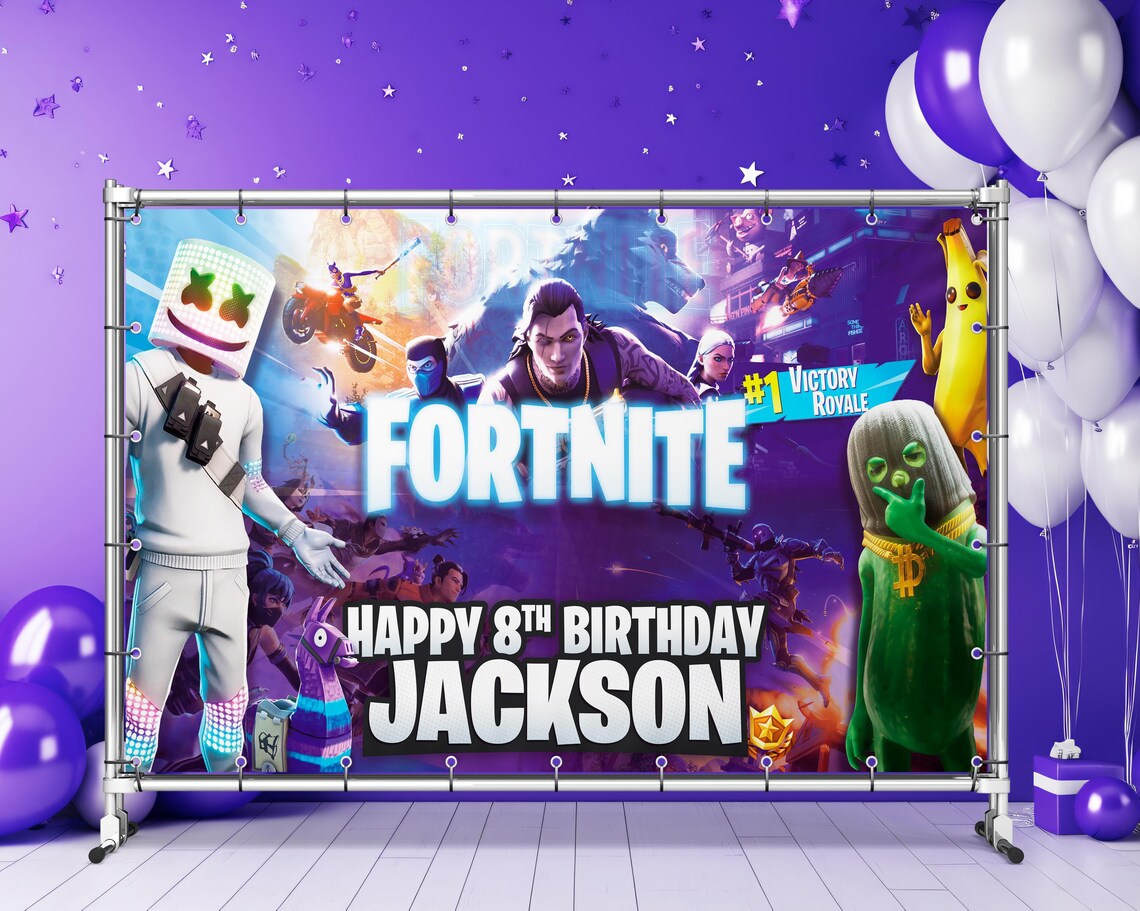 Printable Fort Game Night Birthday Backdrop | Customizable Nite Battle ...