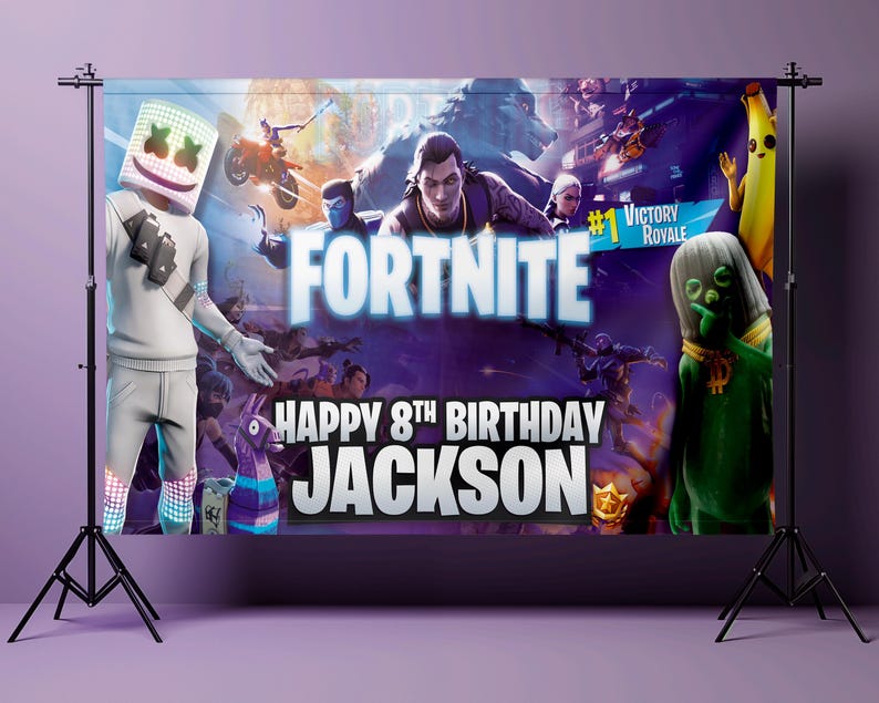 Printable Fort Game Night Birthday Backdrop | Customizable Nite Battle ...