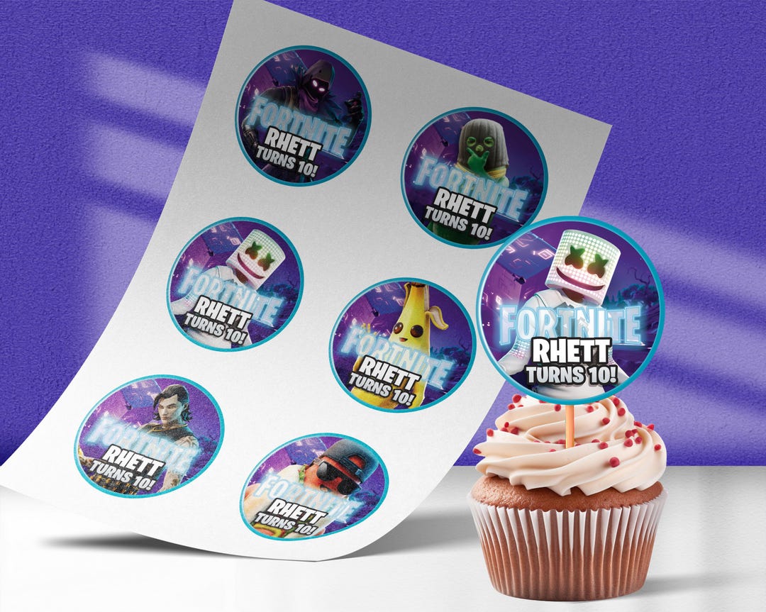 Printable Fort Game Night Birthday Cupcake Toppers | Customizable Nite ...