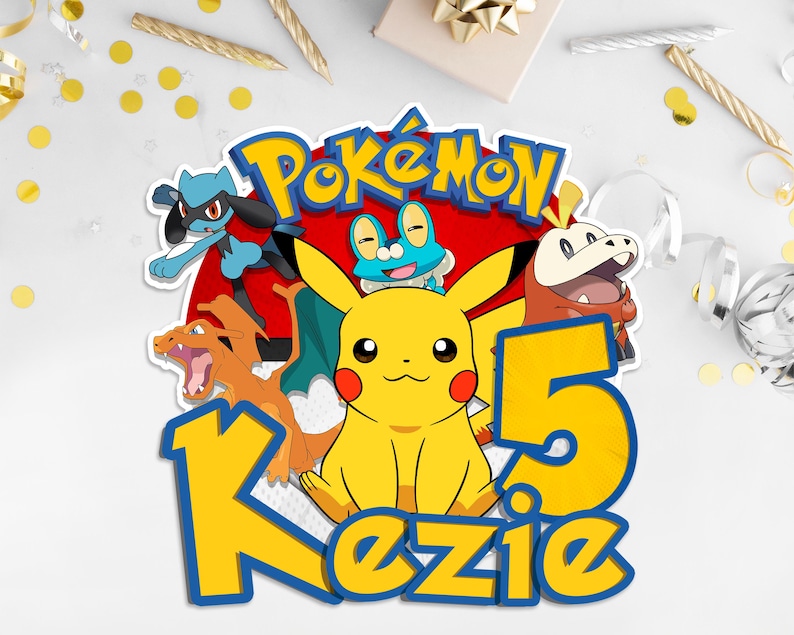 Printable Poke Birthday Cake Topper | Customizable Poke Party Mon Cake ...