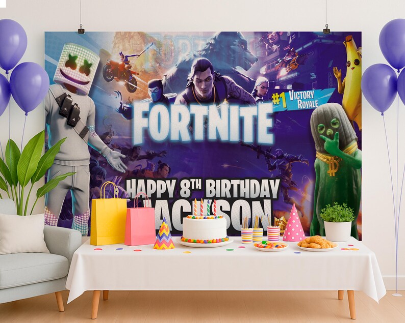 Printable Fort Game Night Birthday Backdrop | Customizable Nite Battle ...
