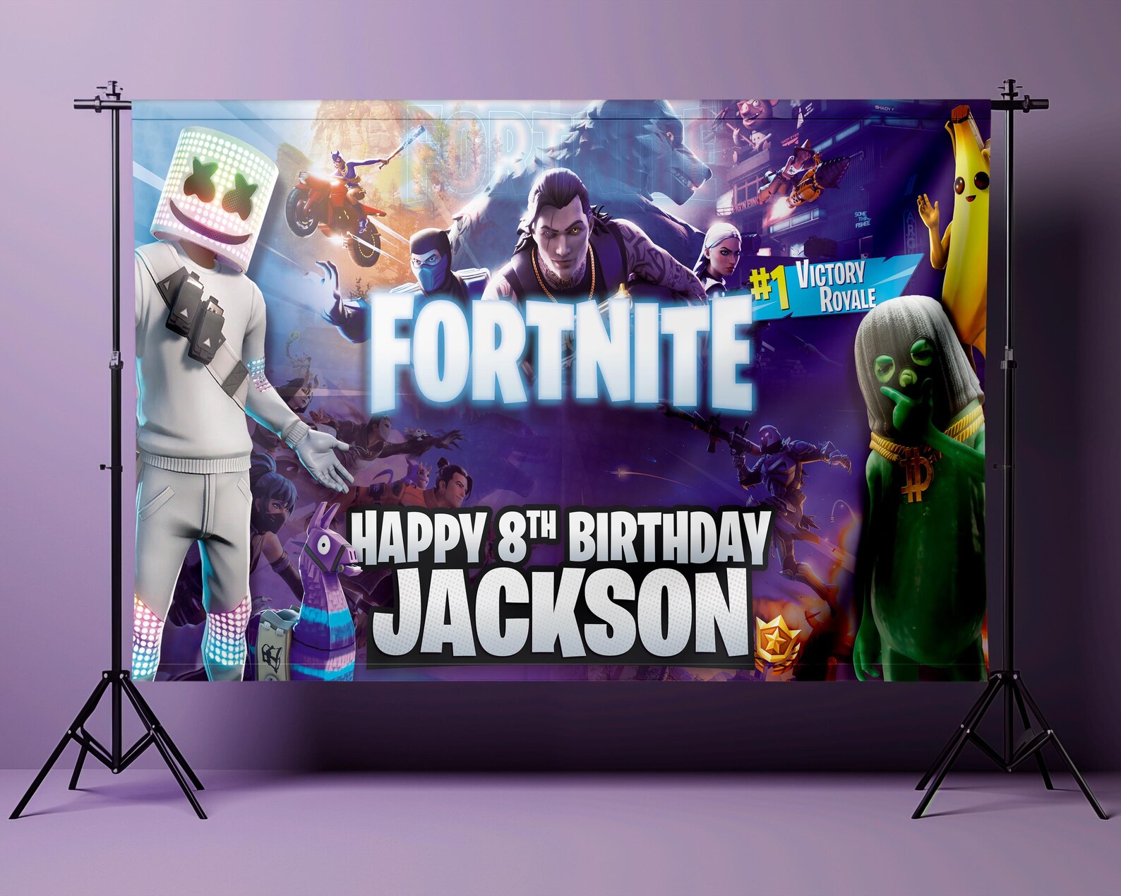 Printable Fort Game Night Birthday Backdrop | Customizable Nite Battle ...