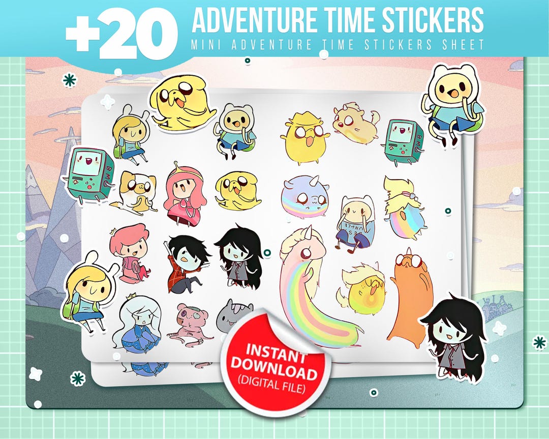 20 Mini Adventure Time Stickers; PNG & SVG Files for Cricut; Instant ...