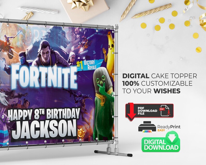 Printable Fort Game Night Birthday Backdrop | Customizable Nite Battle ...