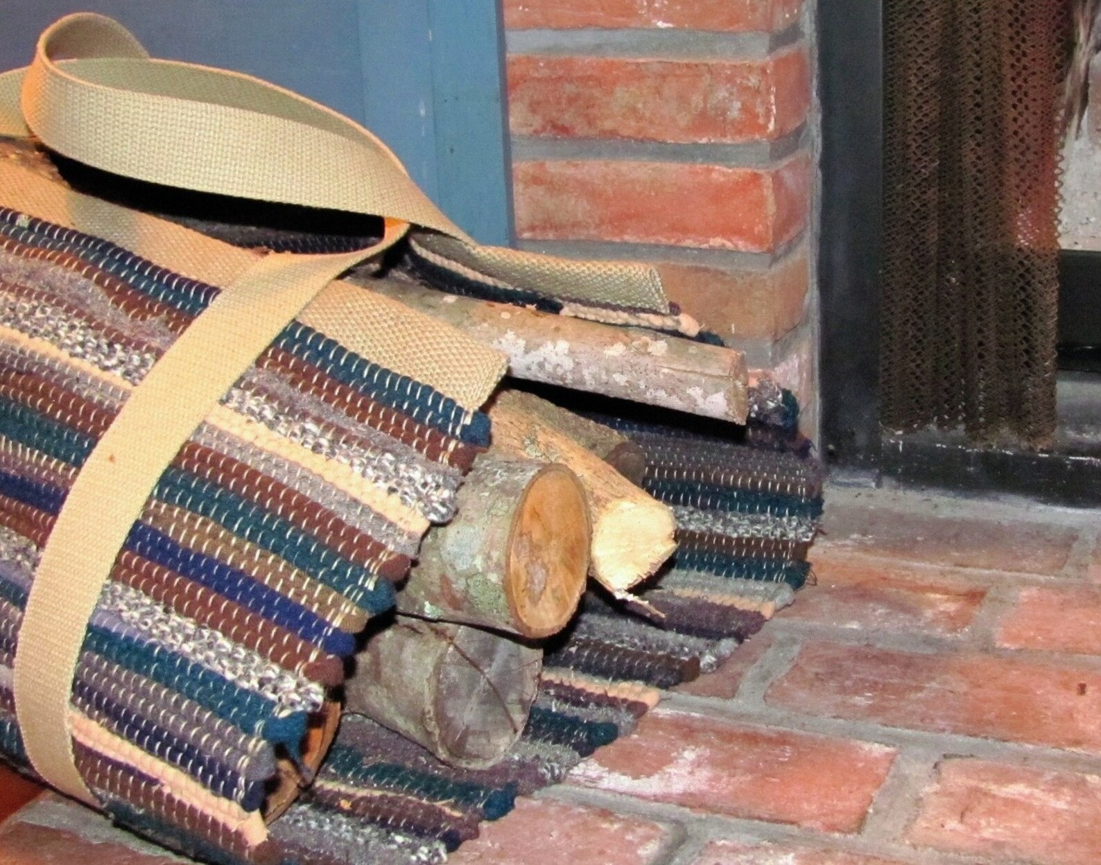 Firewood Log Carrier, Handmade Fire Wood Log Bag Tote, Fireplace Tools ...