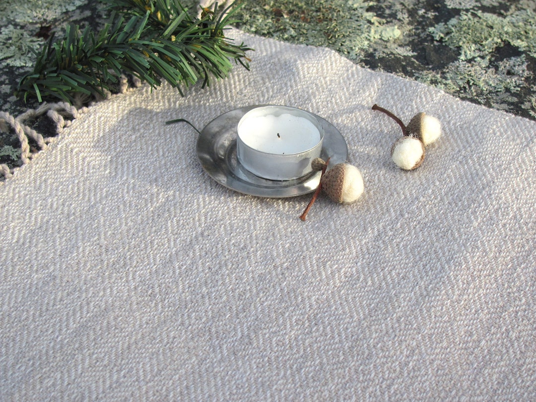 Serenity Altar Cloth, Small Table Mat Artisan Woven in Beige, White ...