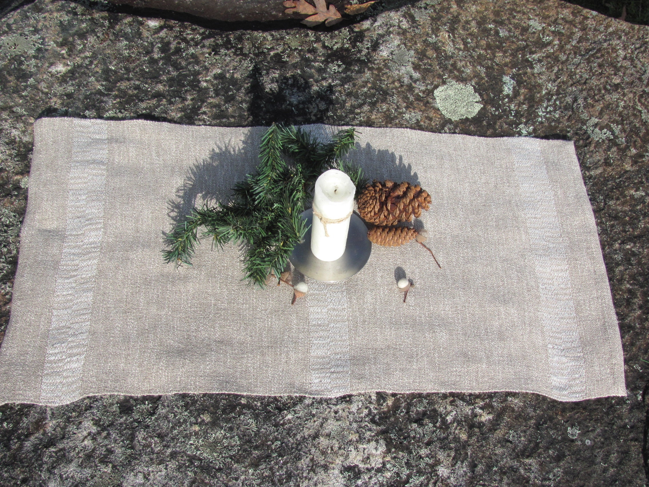 Zen Serenity Altar Cloth, Natural Gray Hand Woven Cotton Linen Tea ...