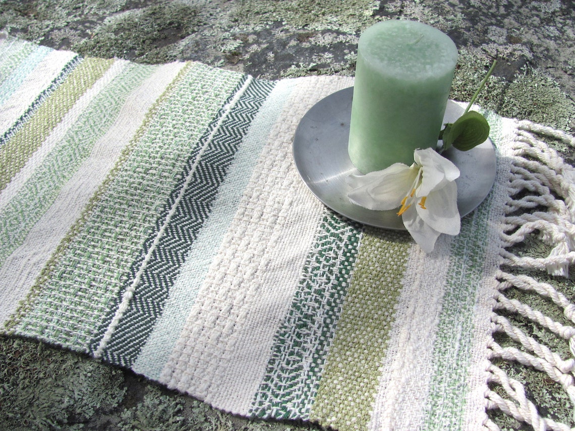 Small Meditation Altar Cloth Table Mat Green Stripe Artisan - Etsy