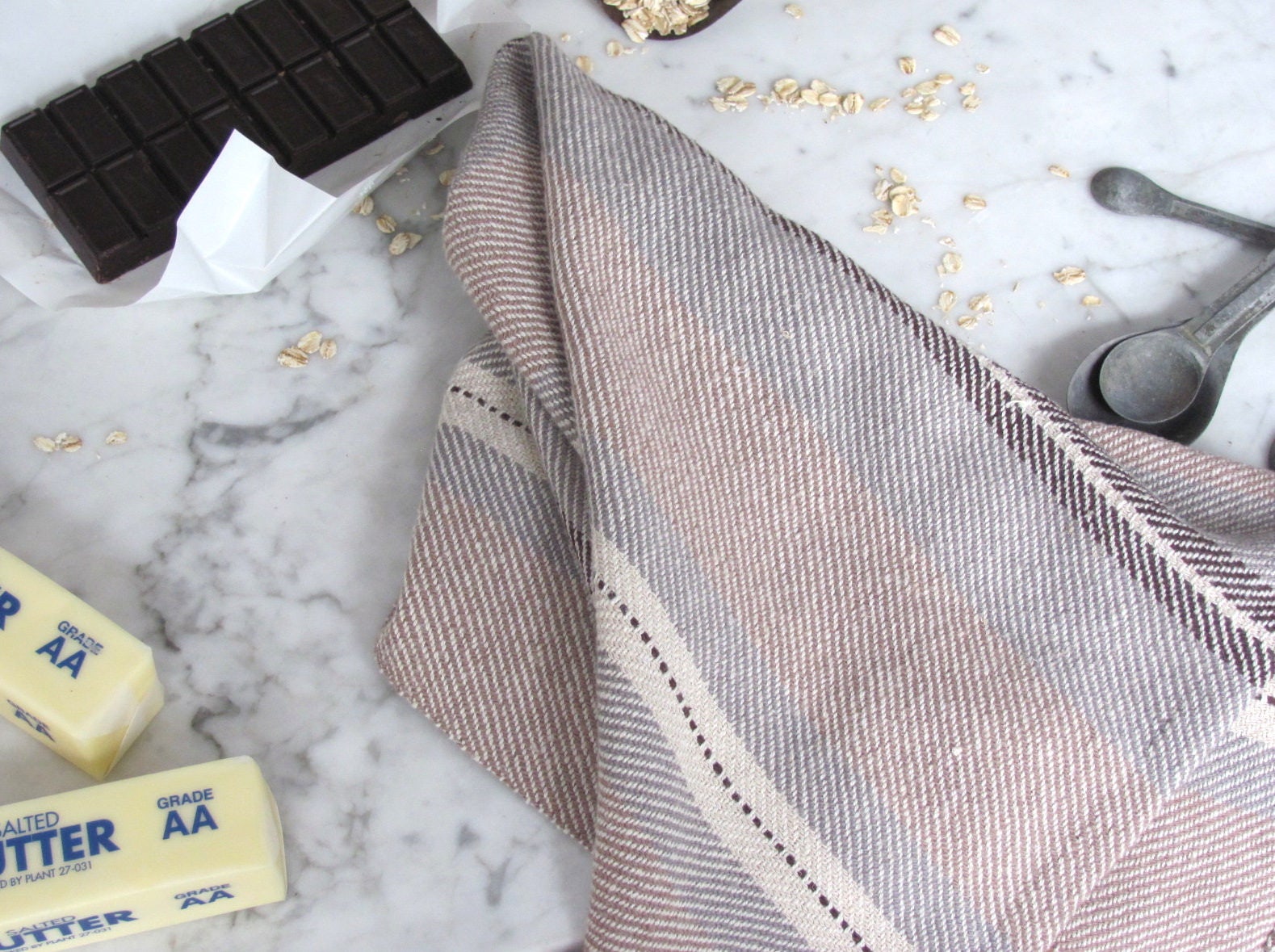 Handmade Woven Mocha Brown Gray Chef's Kitchen Dish Towel for Foodie ...