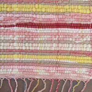 Etsy's Pick Pink Yellow Sunrise Wool Rag Rug, Artisan Hand Woven Modern ...