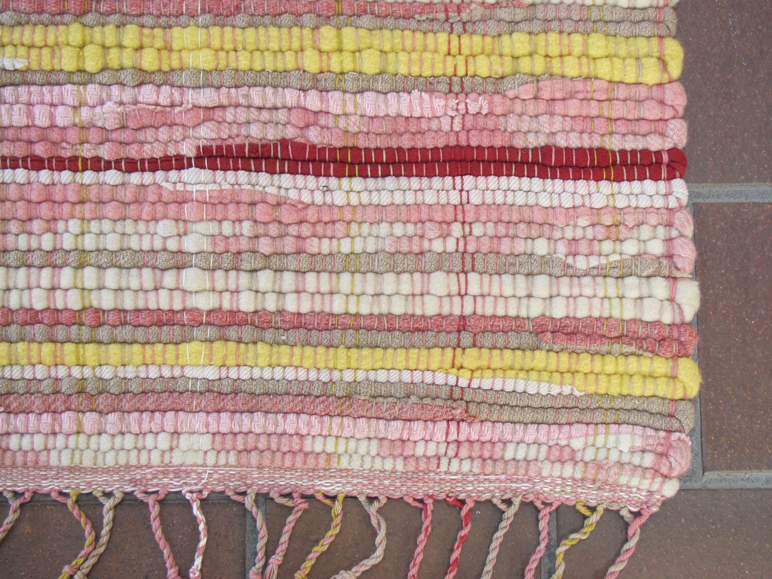 Etsy's Pick Pink Yellow Sunrise Wool Rag Rug, Artisan Hand Woven Modern ...