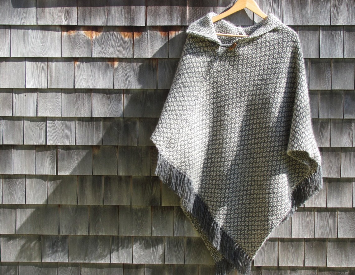 Natural Gray Wool Blanket Poncho, Handmade Hand Woven Mens Womens Cloak ...