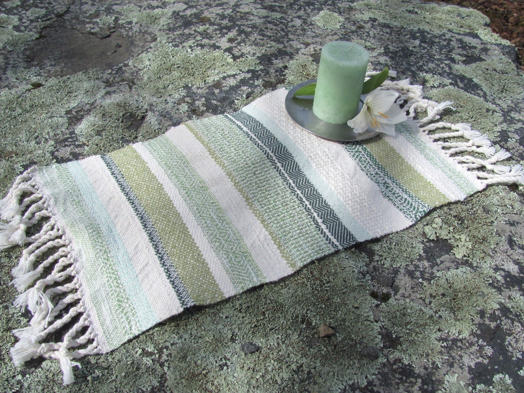 Small Meditation Altar Cloth Table Mat Green Stripe Artisan - Etsy