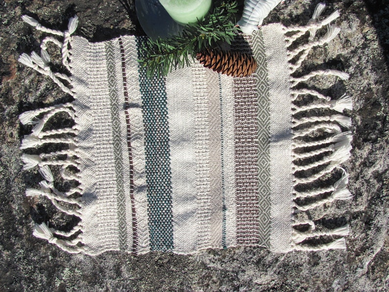 Small Altar Cloth Table Mat Artisan Hand Woven Green White - Etsy