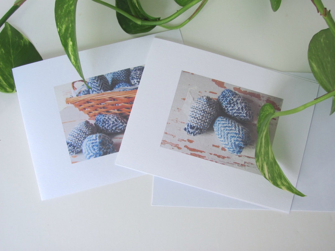 Indigo Blue Spring Easter Egg Note Cards, Blank Inside, Handmade ...