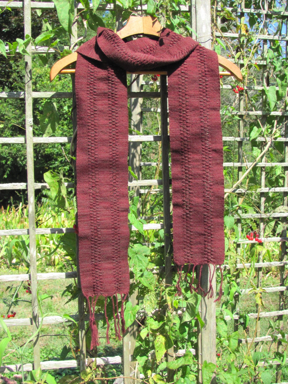 Dark Burgundy Wine Red Mahogany Brown Scarf, Unisex Mens Womens Cotton ...