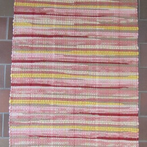Etsy's Pick Pink Yellow Sunrise Wool Rag Rug, Artisan Hand Woven Modern ...