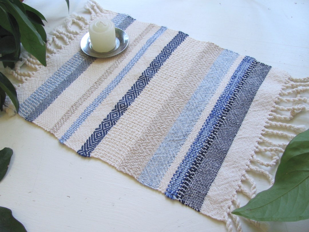 Blue Serenity Meditation Altar Cloth, Small Handmade Artisan Woven Sand ...
