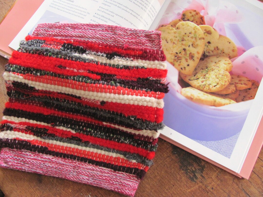 Red Kitchen Pot Holder, Handmade Woven Eco Upcycled Recycled Wool Hot ...