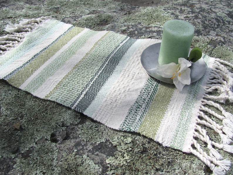 Small Meditation Altar Cloth Table Mat Green Stripe Artisan - Etsy