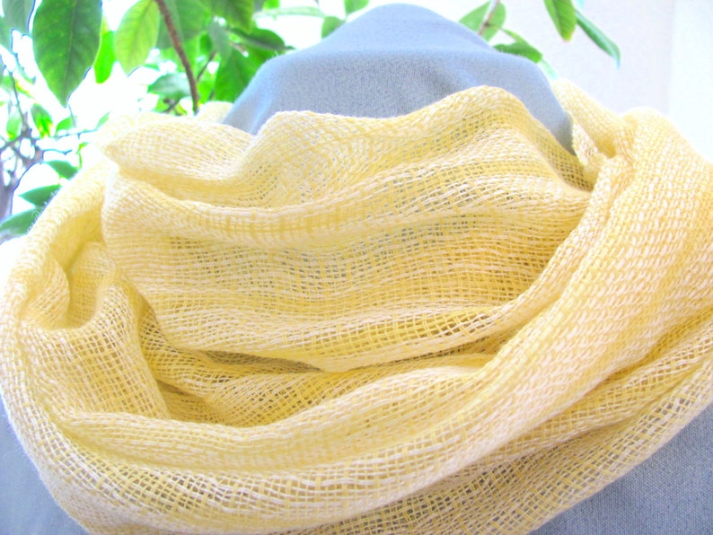 Etsy's Pick Sunny Lemon Yellow White Cotton Scarf - Etsy